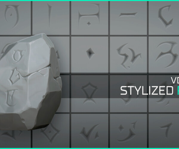 ArtStation - Free Stylized Runes - VDM 40 alpha zbrushes and more | Brushes