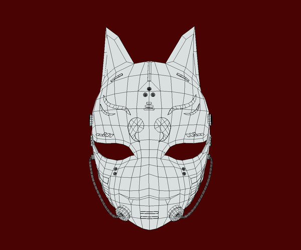 ArtStation - Cyberpunk Kitsune Mask | Game Assets