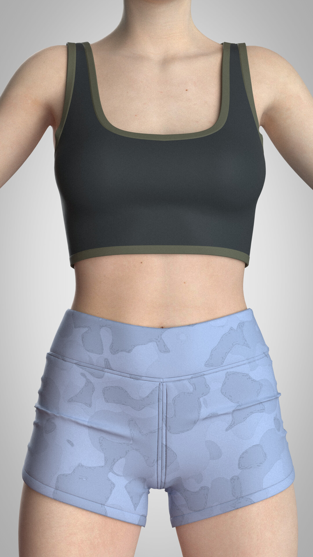 ArtStation - Fitness set of shorts and tank tops | Game Assets