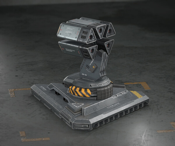 ArtStation - Turret - Sentry Gun Rockets | Game Assets