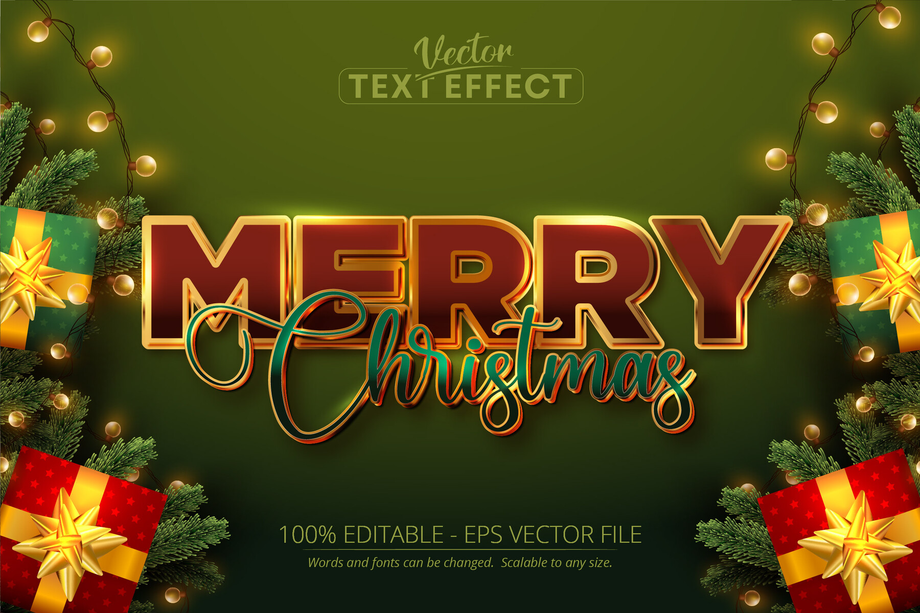 ArtStation - Merry christmas text, shiny rose gold color style editable ...