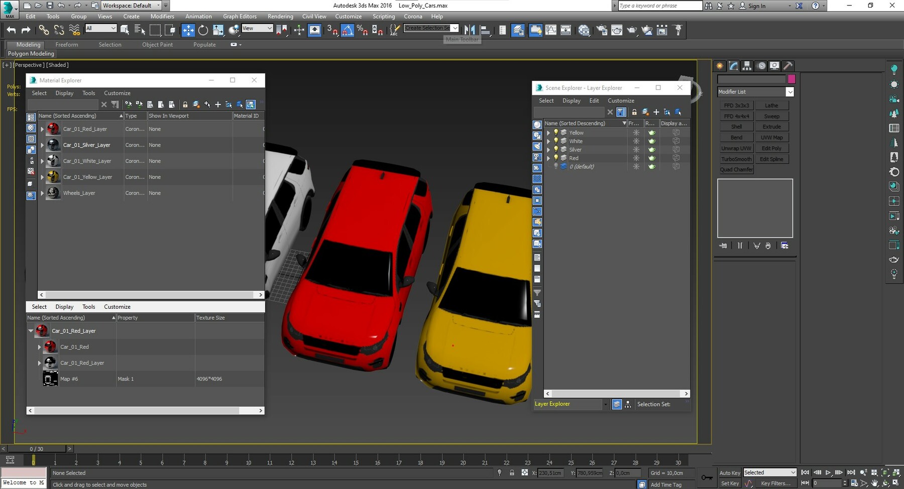 ArtStation - Low poly car four colors | Game Assets