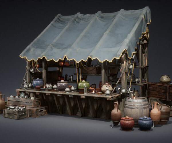 ArtStation - EXE Medieval Shop - Pottery Stand 4 | Game Assets