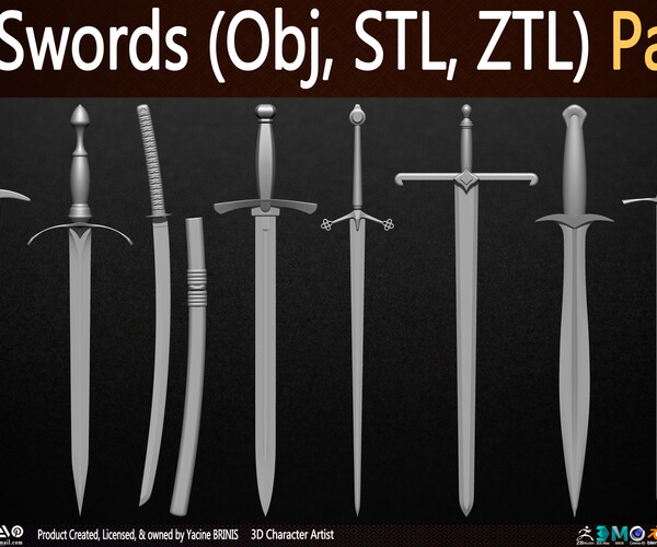 ArtStation - Pack of Swords (Obj, STL, ZTL) Volume 01 | Resources