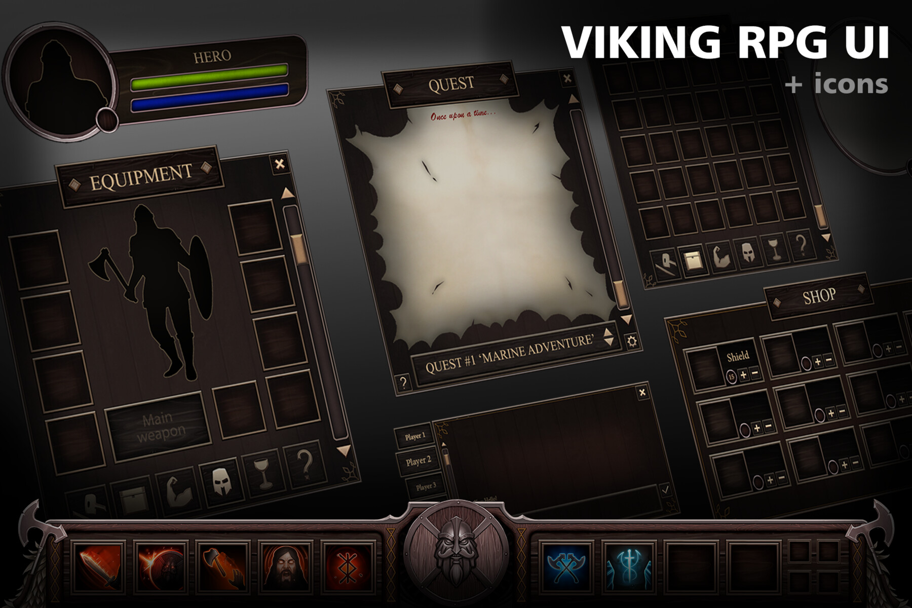 Artstation Viking Rpg Ui Game Assets 