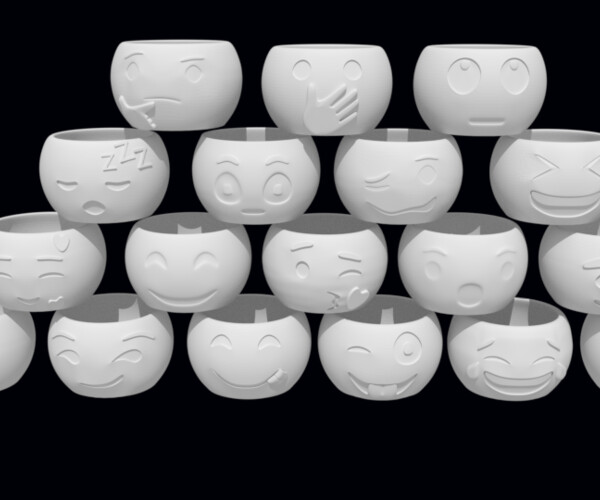 ArtStation - Pack with 18 Fluffy Emojis Pots stl for 3D priting | Resources