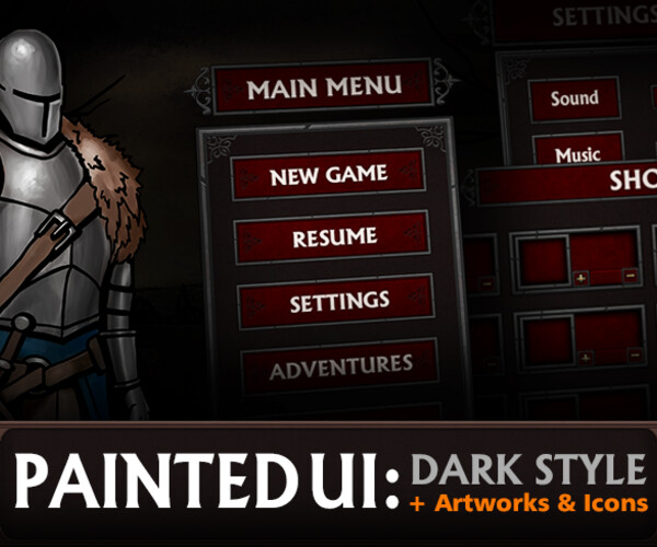 ArtStation - Painted UI: Dark style | Game Assets