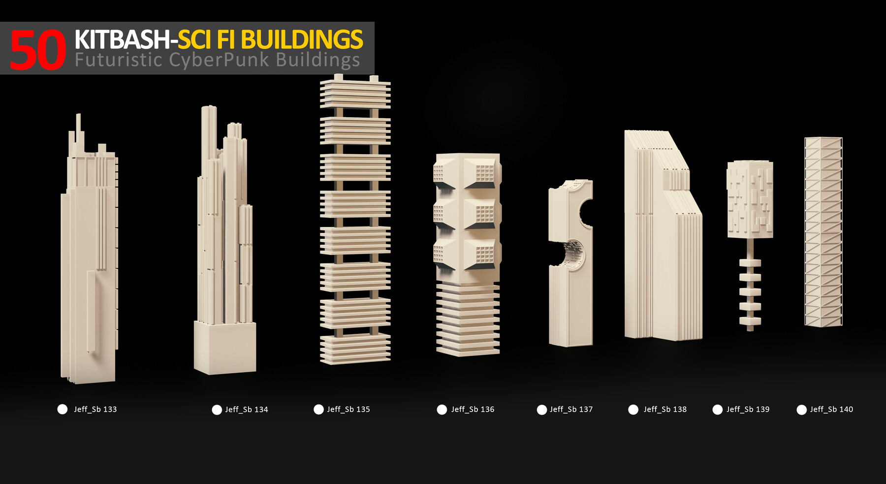 ArtStation - 50 Kitbash Sci Fi Buildings - Futuristic Cyberpunk ...