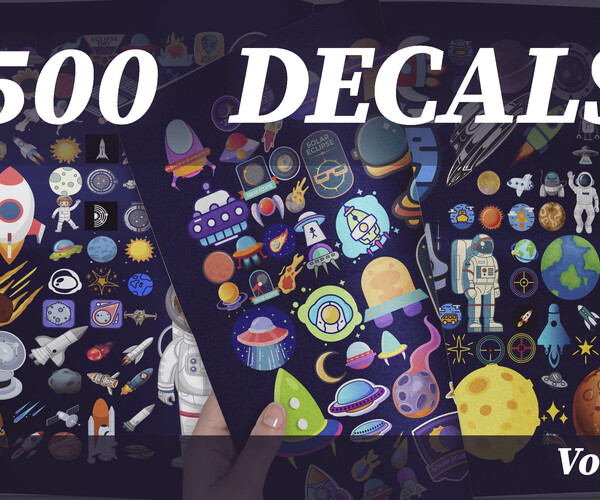 ArtStation - 500 Decals Space png 8k Vol.1 (Spaceman, spaceship, UFO ...