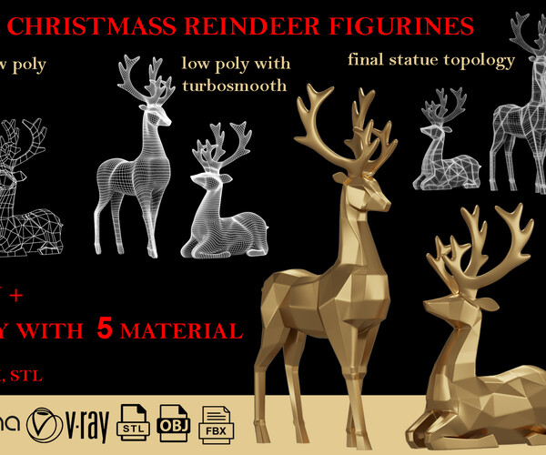 ArtStation - modern christmas reindeer | Resources