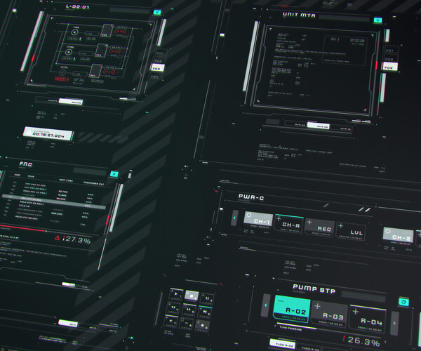ArtStation - FUI / UI - Sci-fi windows and blocks vector set #02 | Game Assets
