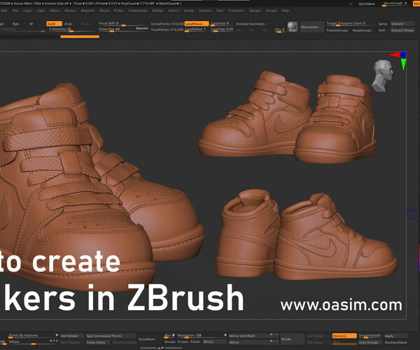 ArtStation - Creating realistic 3d shoes in zbrush | Tutorials