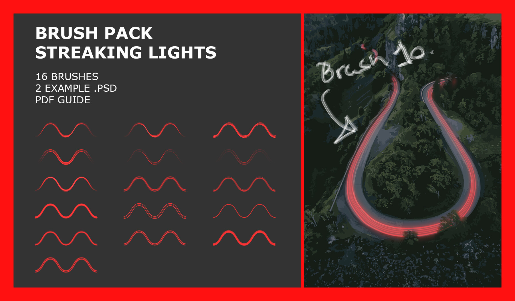 ArtStation - STREAKING LIGHT BRUSHES - 16 Custom Brushes for Photoshop ...