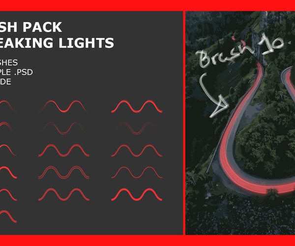 ArtStation - STREAKING LIGHT BRUSHES - 16 Custom Brushes for Photoshop ...