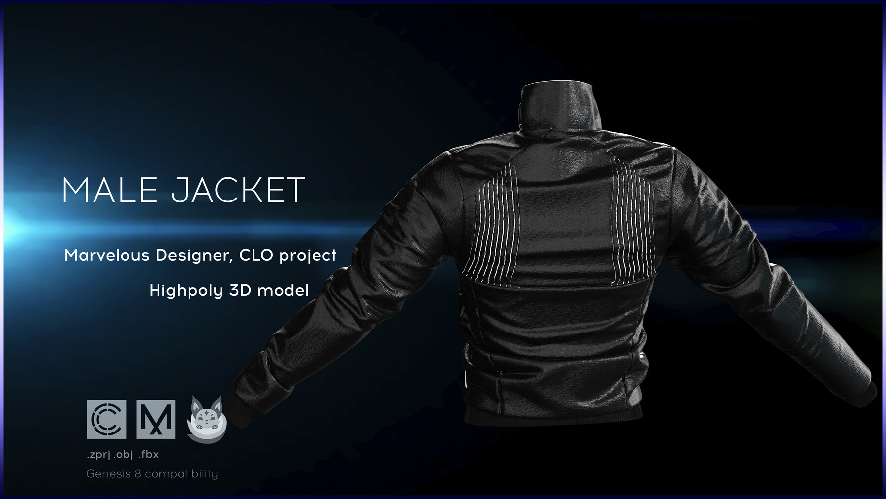 ArtStation - Male Jacket. Marvelous Designer, Clo3d project. OBJ.FBX ...