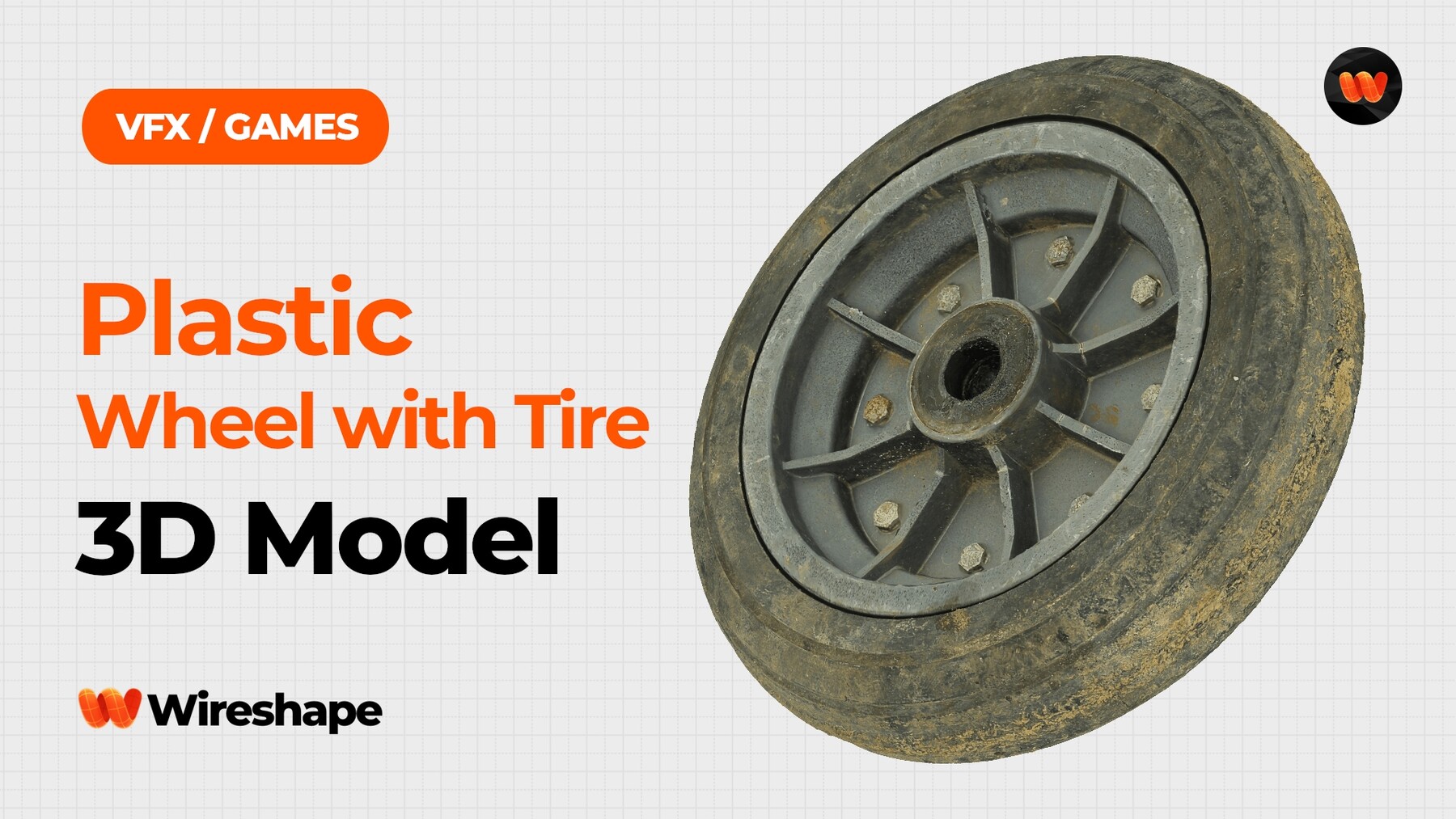 ArtStation - Plastic Wheel with Tire Raw Scanned 3D Model | Resources