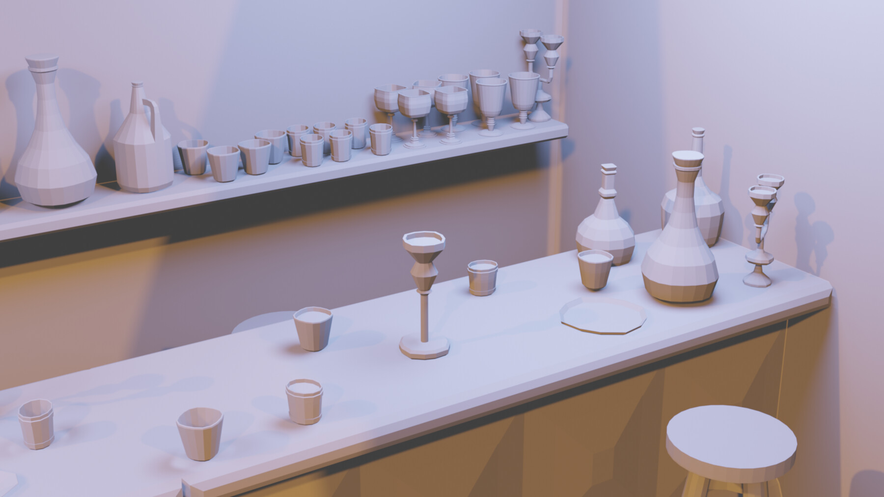ArtStation - Bar Assets 01 - Lowpoly Basemeshes | Resources