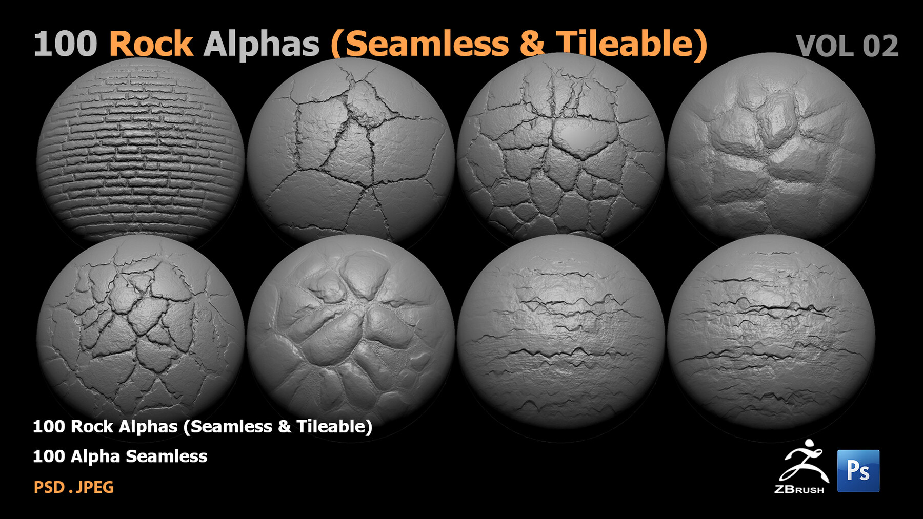 ArtStation - 100 Rock Alphas (Seamless & Tileable) | Brushes
