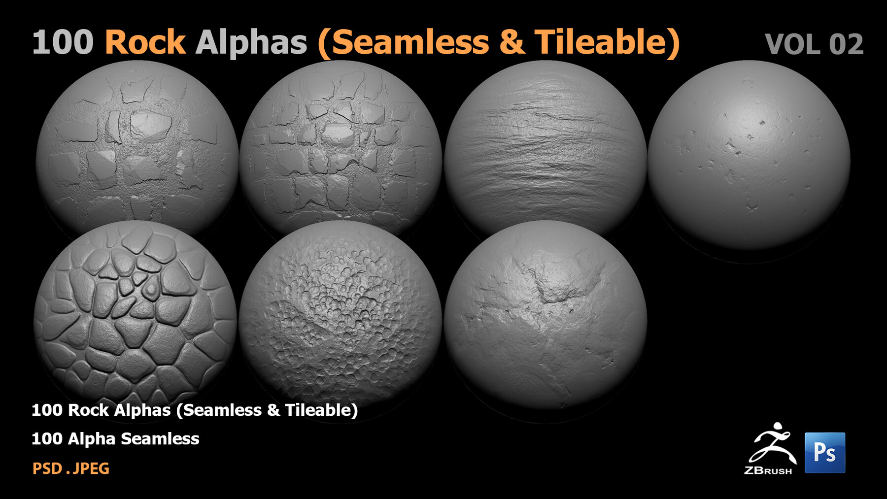 ArtStation - 100 Rock Alphas (Seamless & Tileable) | Brushes