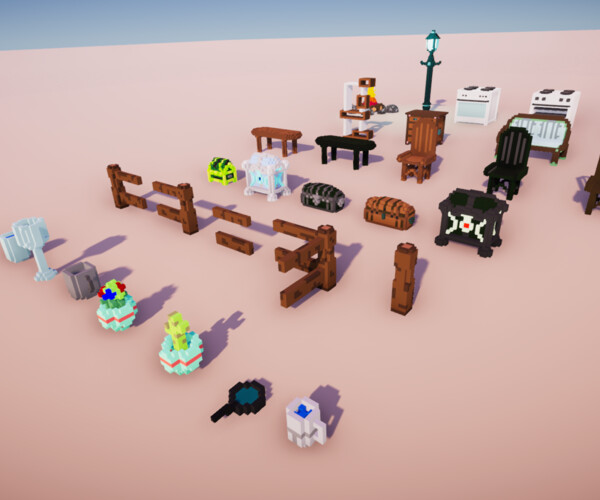 ArtStation - Furniture & props - Fantasy Voxel Pack | Game Assets