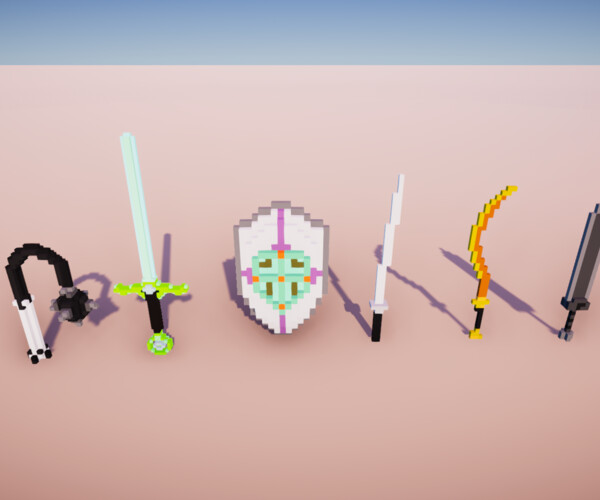 ArtStation - Weapons & tools - Fantasy Voxel Pack | Game Assets