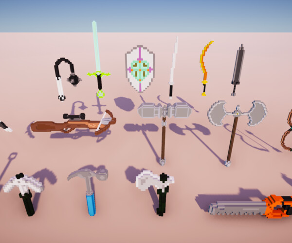 ArtStation - Weapons & tools - Fantasy Voxel Pack | Game Assets