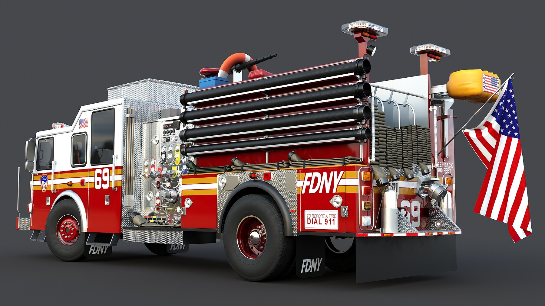 ArtStation - Fire Truck Engine FDNY | Game Assets