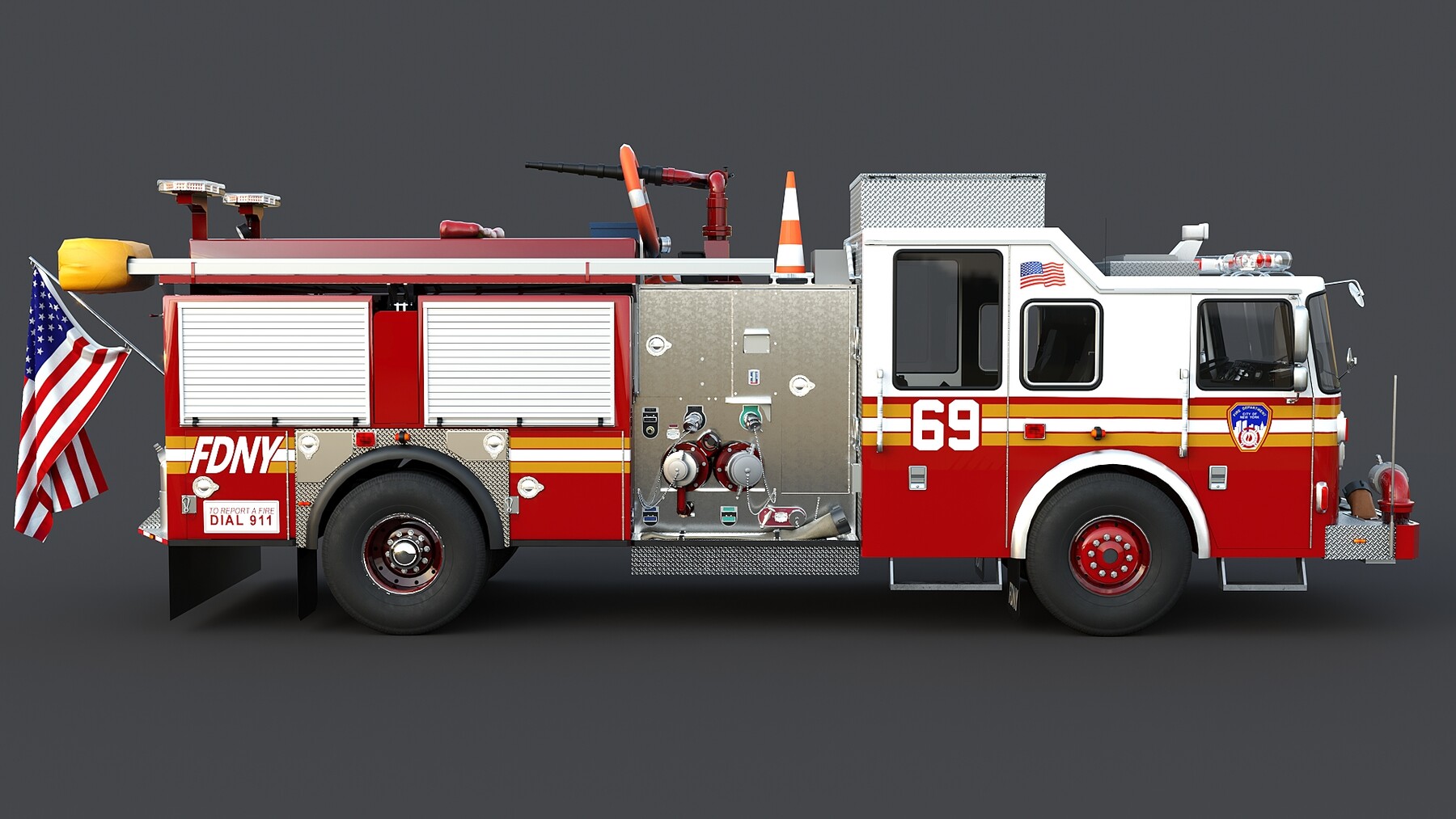 ArtStation - Fire Truck Engine FDNY | Game Assets