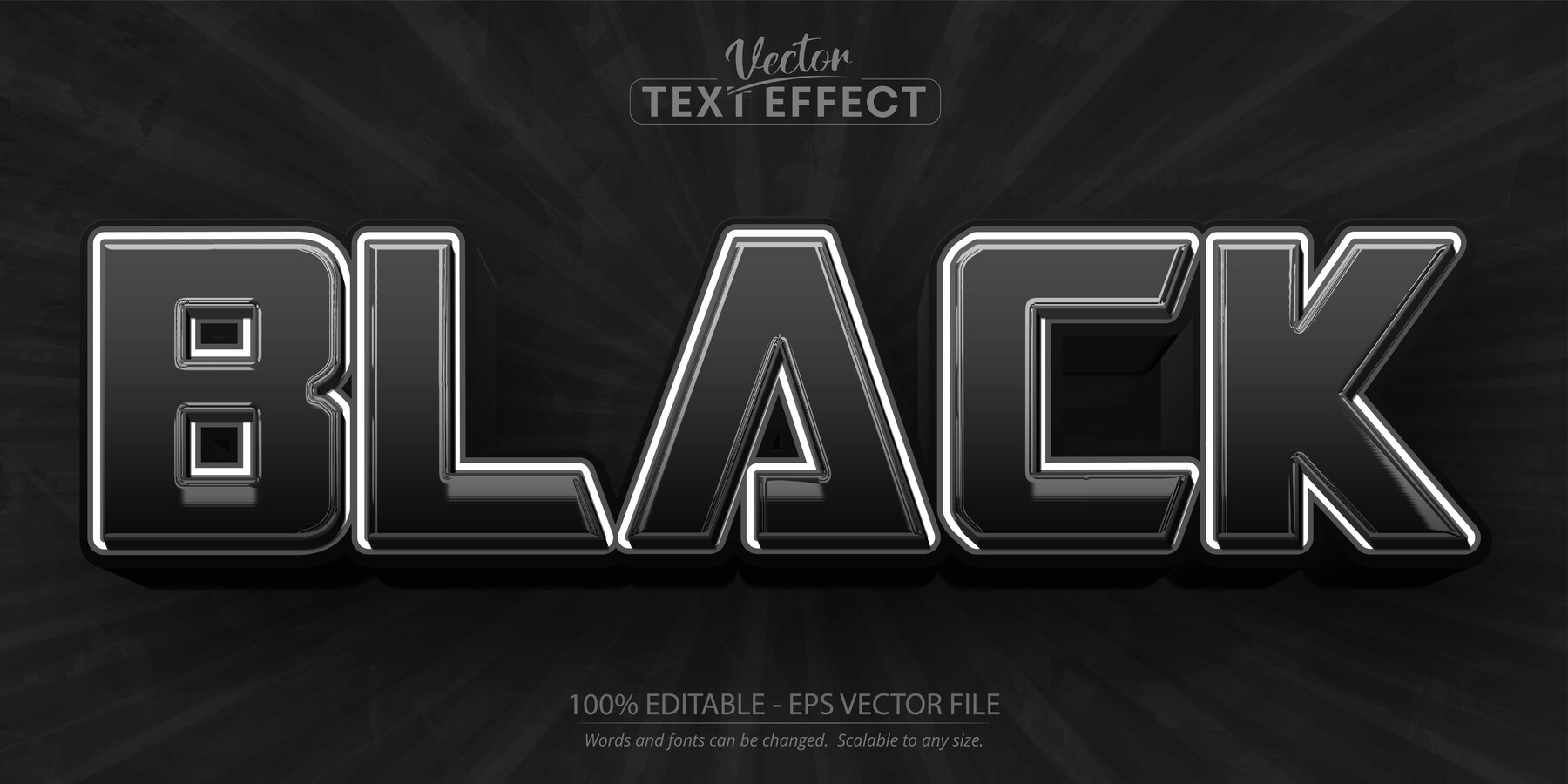 ArtStation - Black, dark text effect, silver and black color editable ...