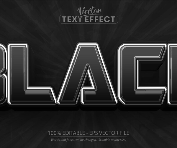 ArtStation - Black, dark text effect, silver and black color editable ...