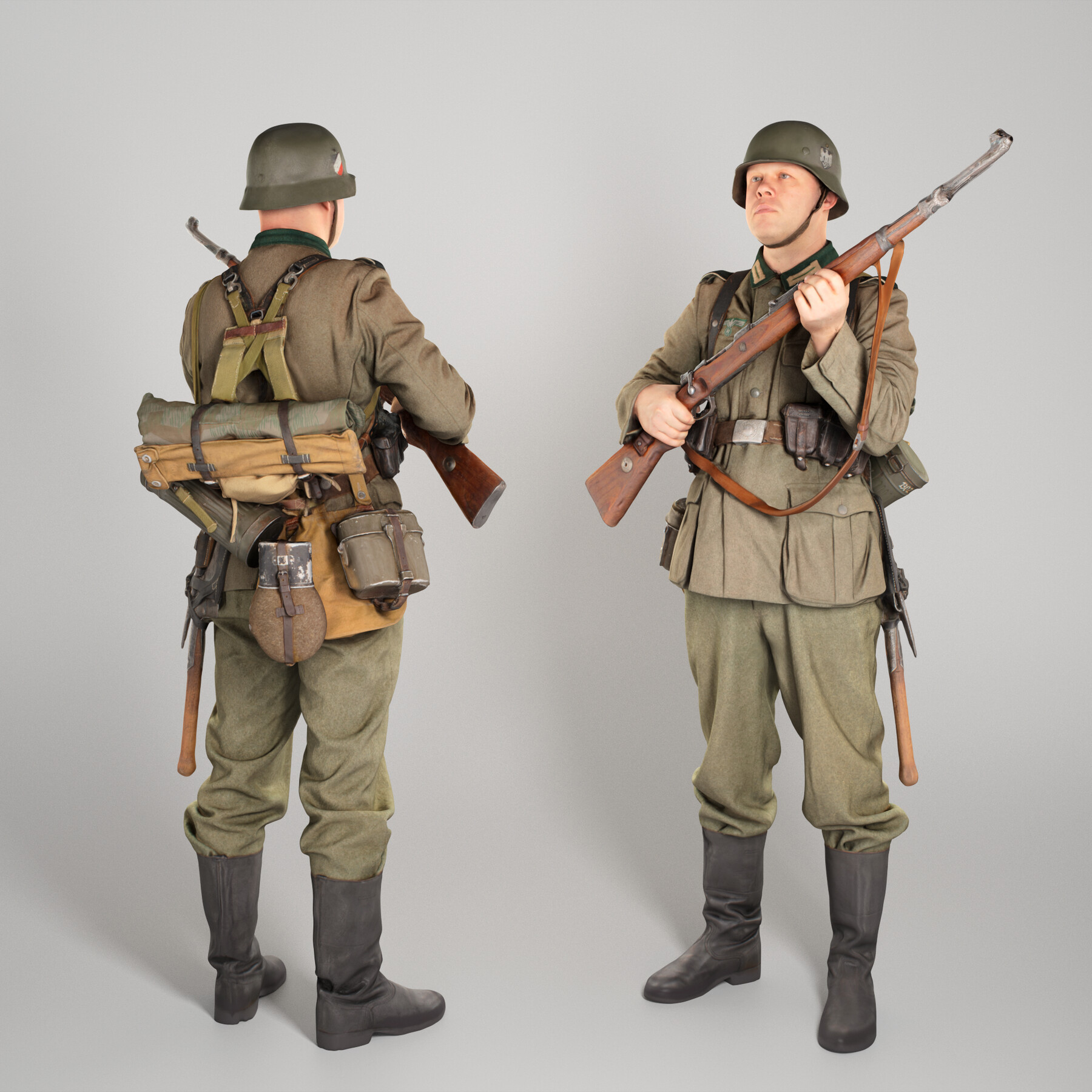 ArtStation - Fully equipped German soldier with gun 344 | Game Assets