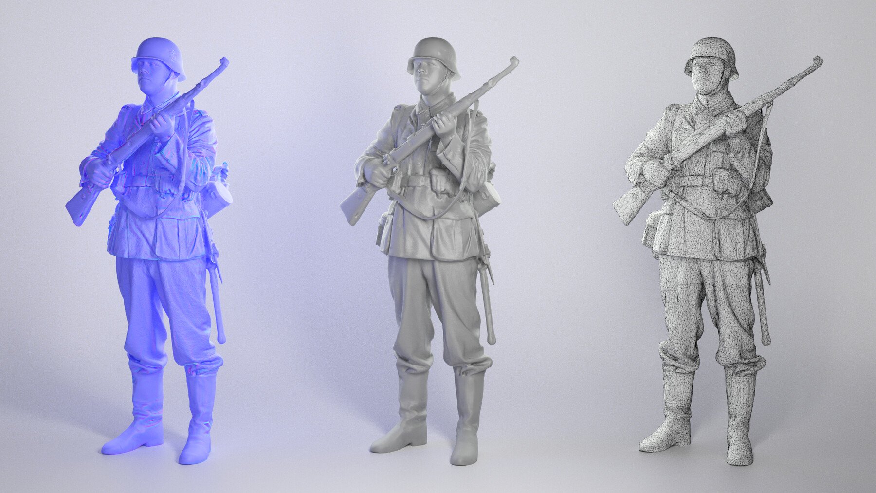 ArtStation - Fully equipped German soldier with gun 344 | Game Assets