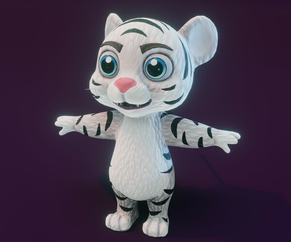 ArtStation - Cartoon White Tiger 3D Model | Game Assets