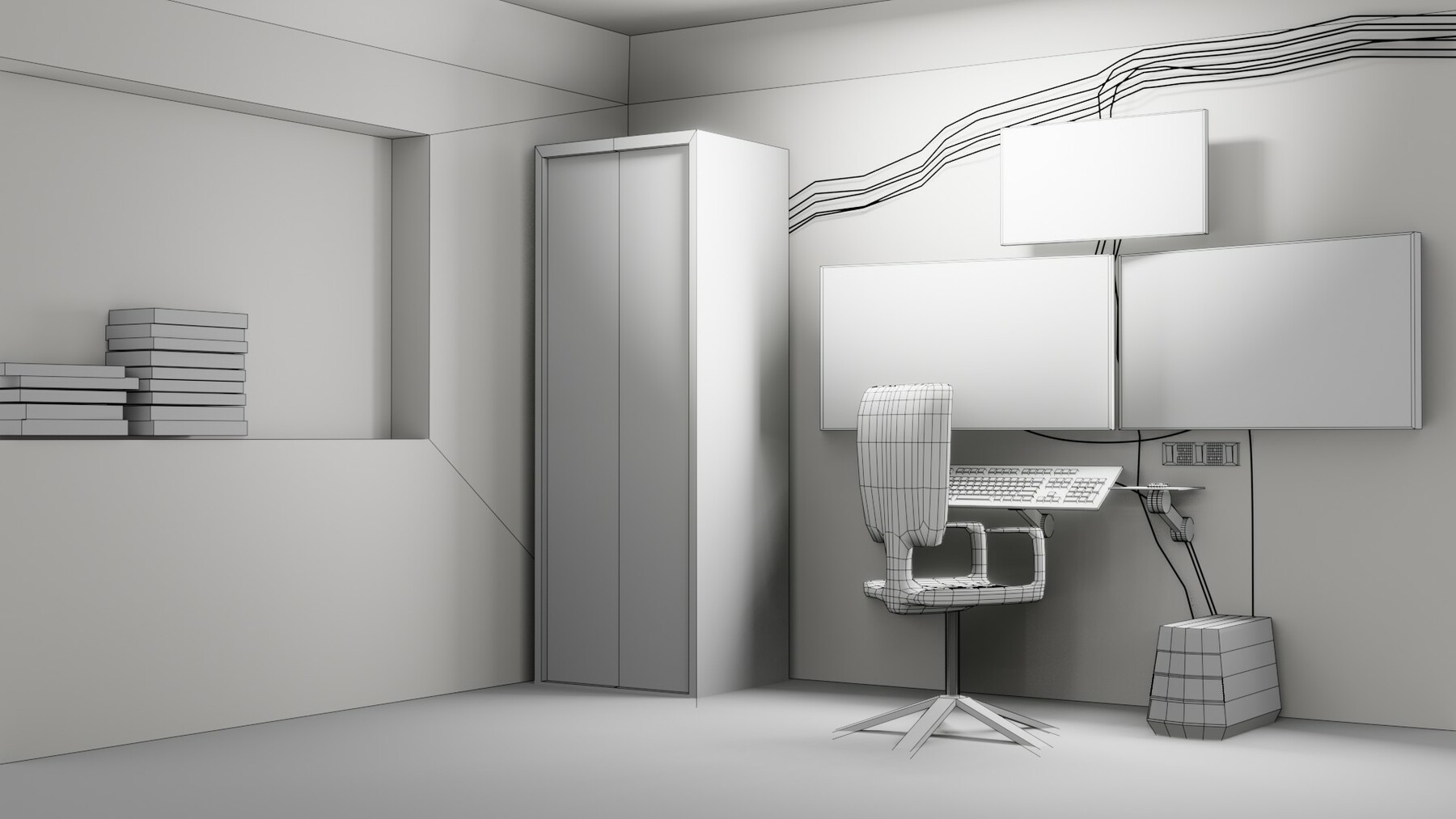 ArtStation - Hacker Workspace - Low poly - Game Ready | Game Assets