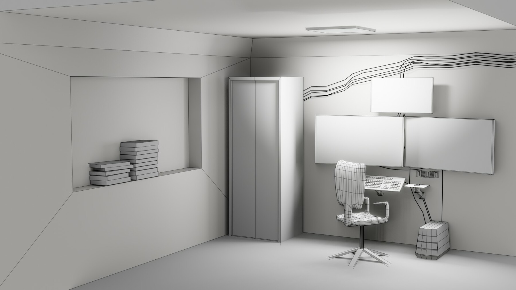 ArtStation - Hacker Workspace - Low poly - Game Ready | Game Assets