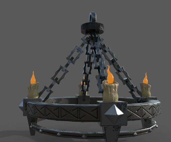 ArtStation - ancient chandelier PBR low-poly 3D model Low-poly 3D model ...