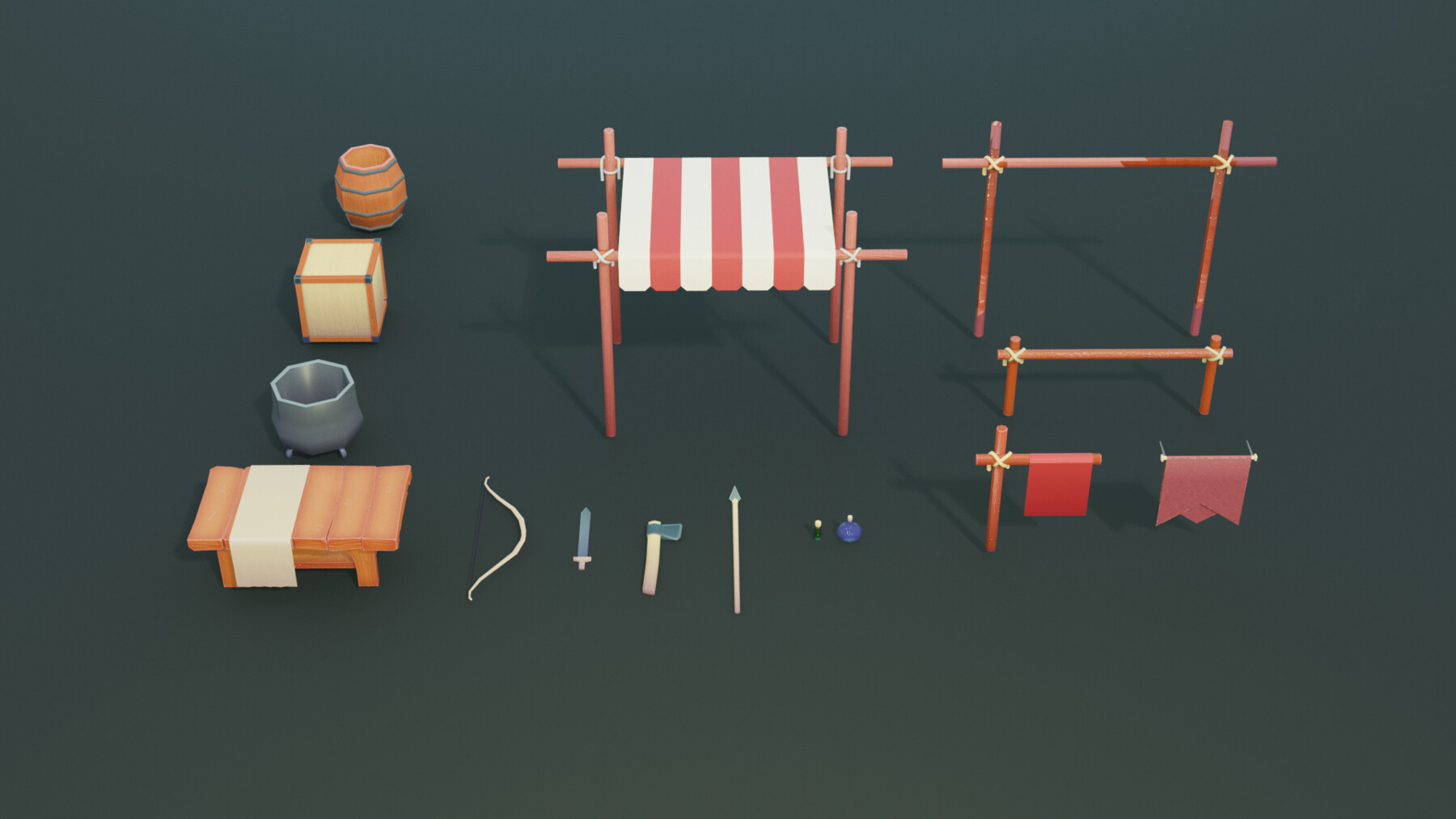 ArtStation - Medieval merchant textured low-poly game ready assets pack ...