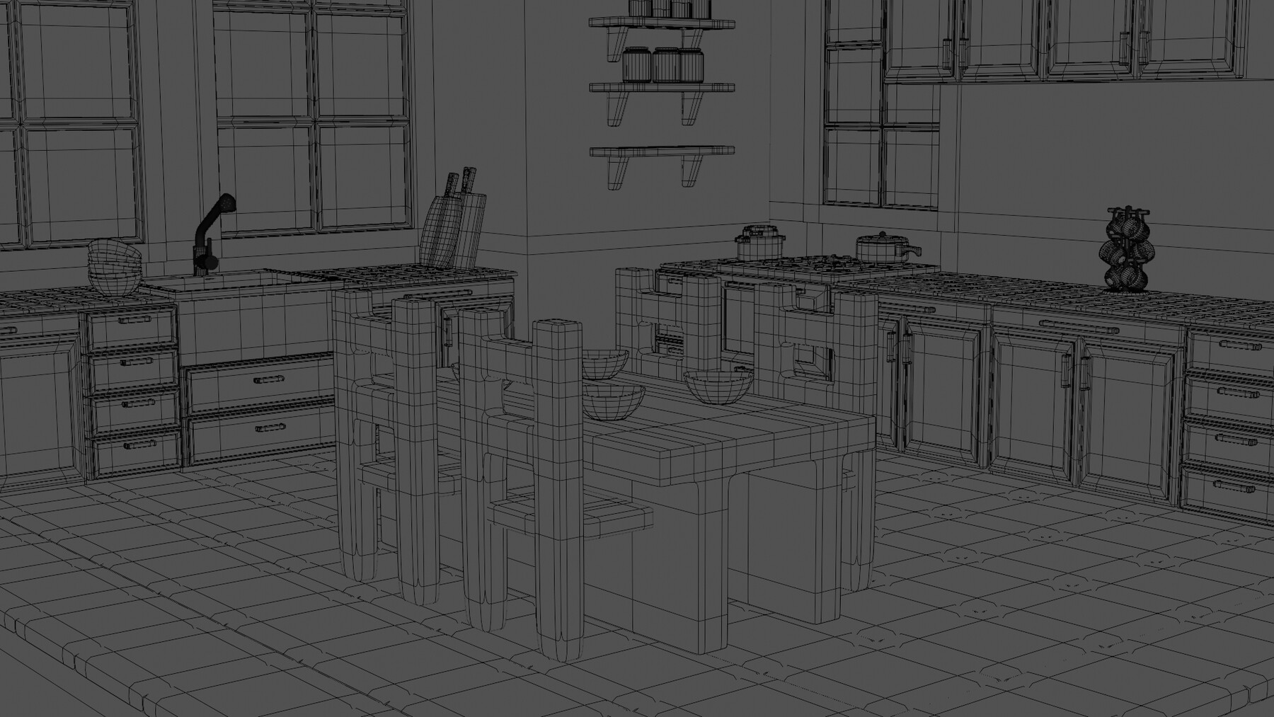 ArtStation - toy kitchen with furniture Low-poly 3D model | Game Assets