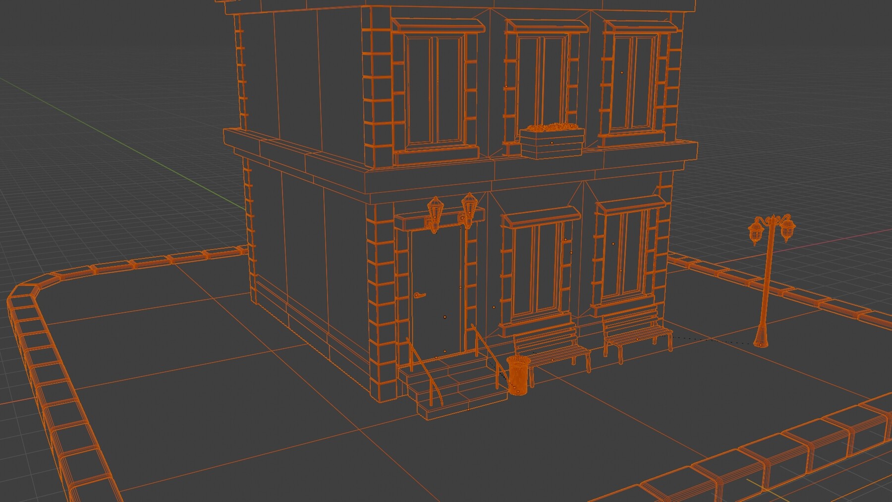 ArtStation - Cartoon Brick house with three floors | Game Assets
