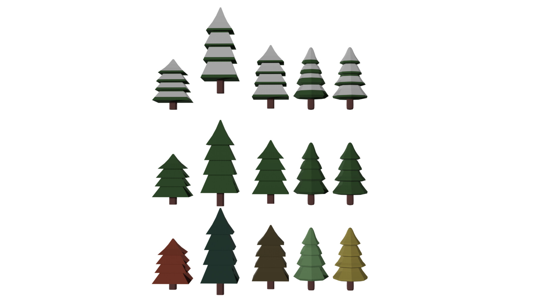 ArtStation - Low-Poly Winter trees Pack | Game Assets