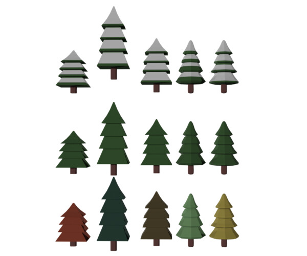 ArtStation - Low-Poly Winter trees Pack | Game Assets
