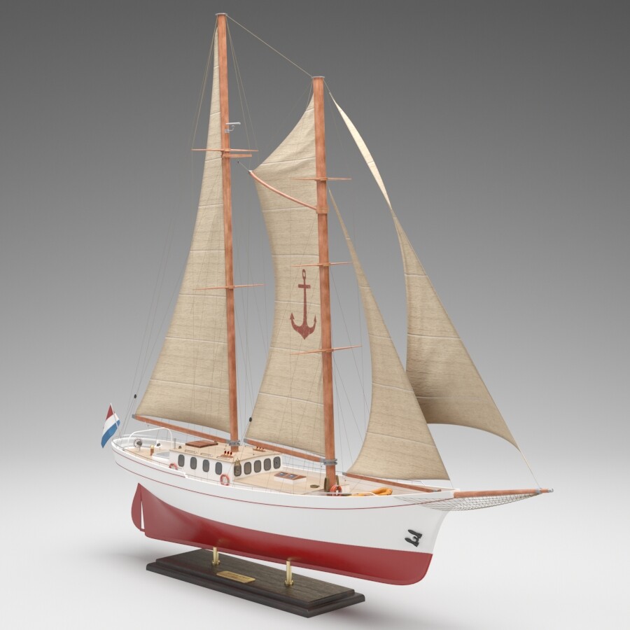ArtStation - Silver spray schooner boat 3D model | Resources