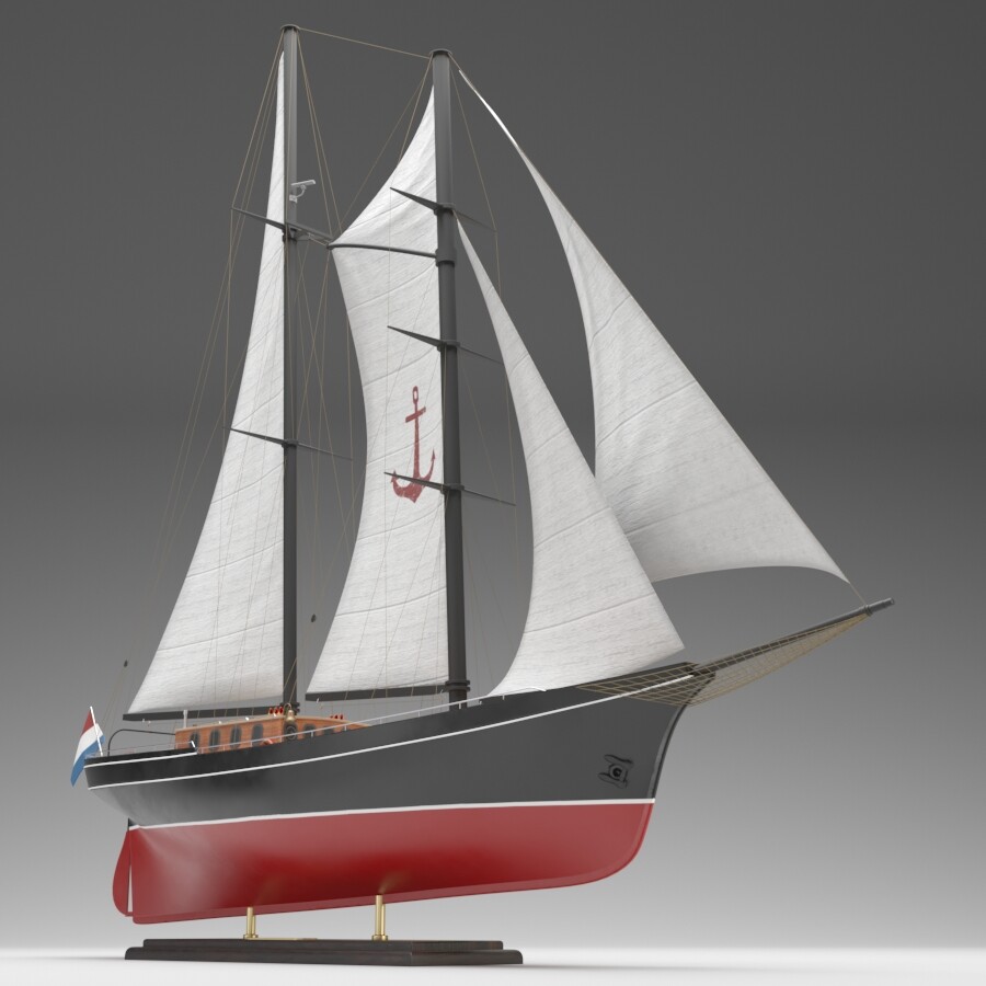 ArtStation - Silver spray schooner boat 3D model | Resources