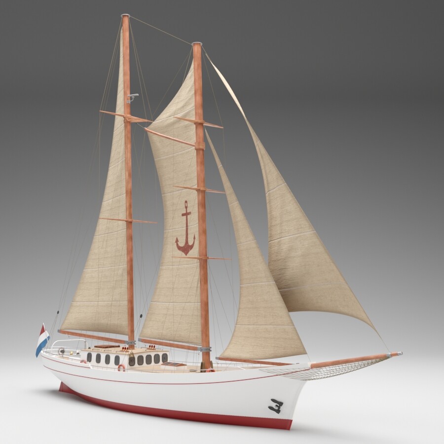 ArtStation - Silver spray schooner boat 3D model | Resources