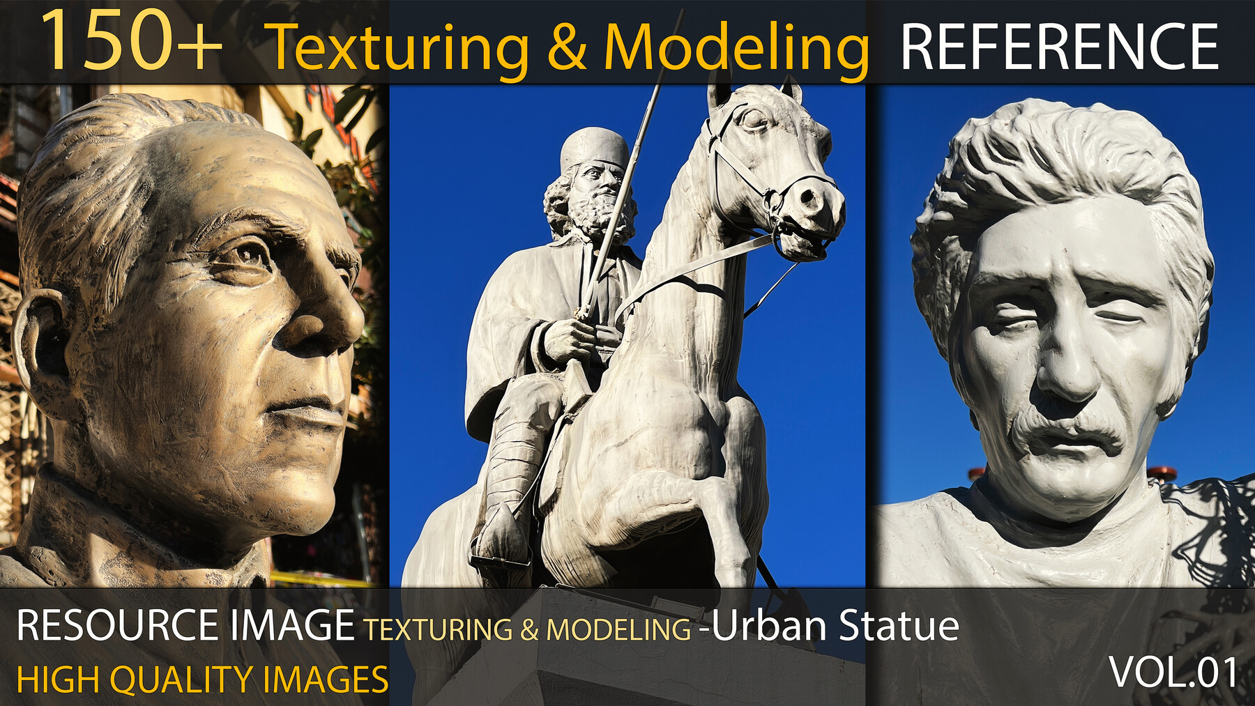 OMiD Mousakhani - 150+ Texturing & Modeling Reference - Urban Statue - VOL 01