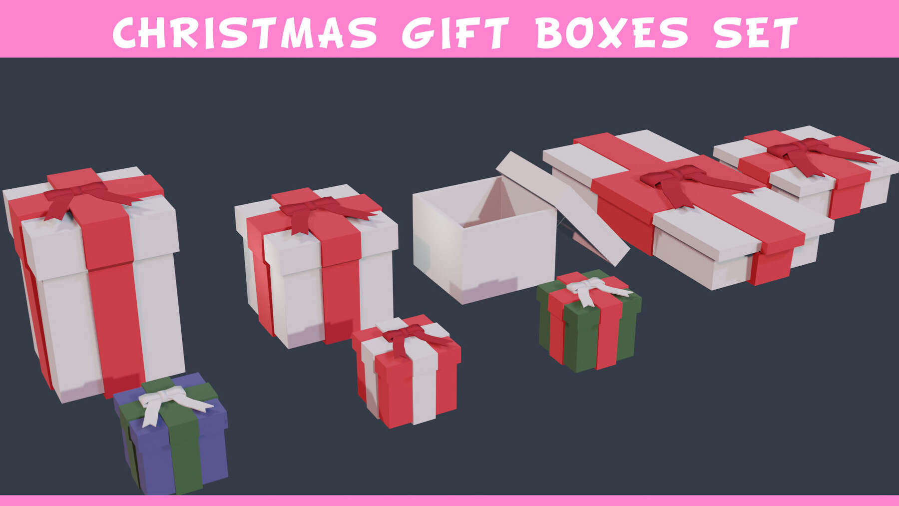 ArtStation - Christmas gift box pack - Game-ready Low-poly 3D model ...
