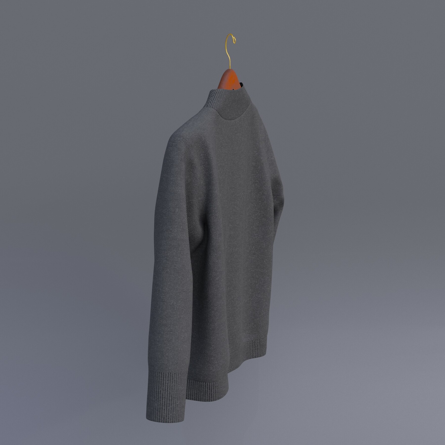 ArtStation - Knit Turtleneck Sweater with hanger - Black Cardigan 3D ...