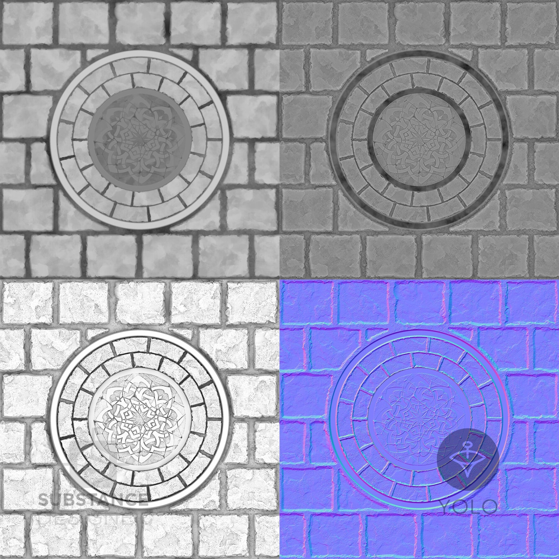 ArtStation - Stylized Ancient Ornamental Floor 2K PBR ready | Game Assets