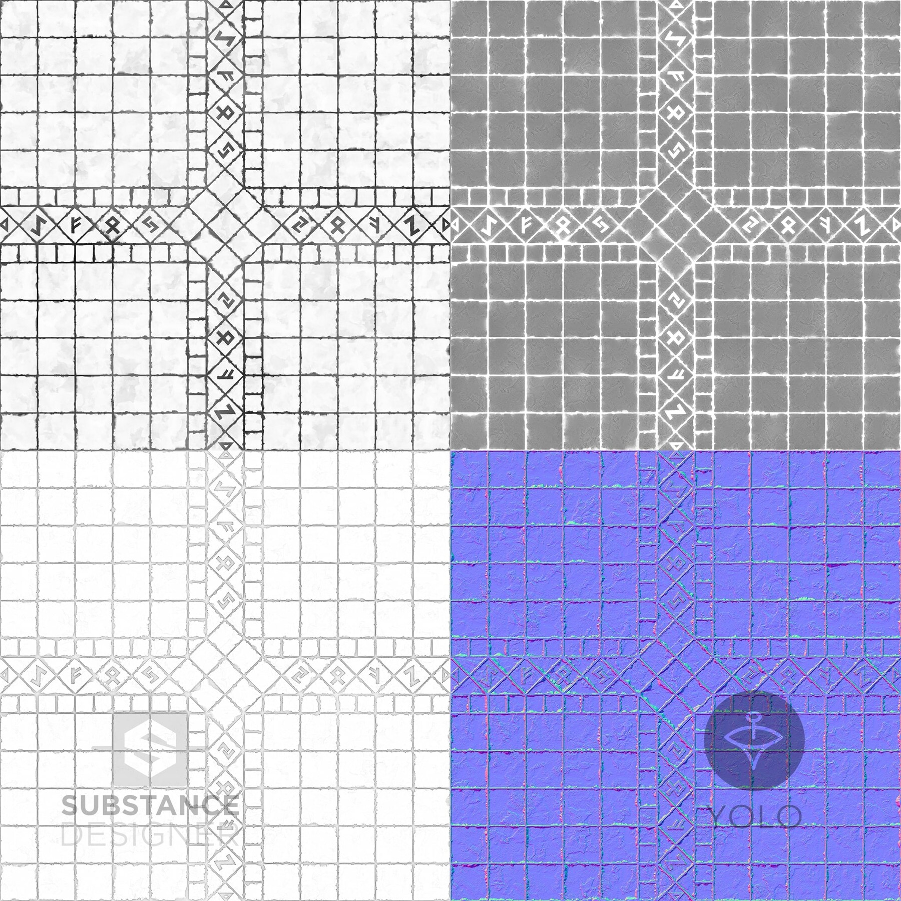 ArtStation - Stylized Ancient Ornamental Floor 2K PBR ready | Game Assets