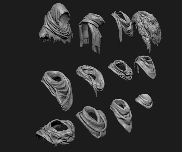 ArtStation - Scarfs for 3d Printable Characters Part 1 | Resources